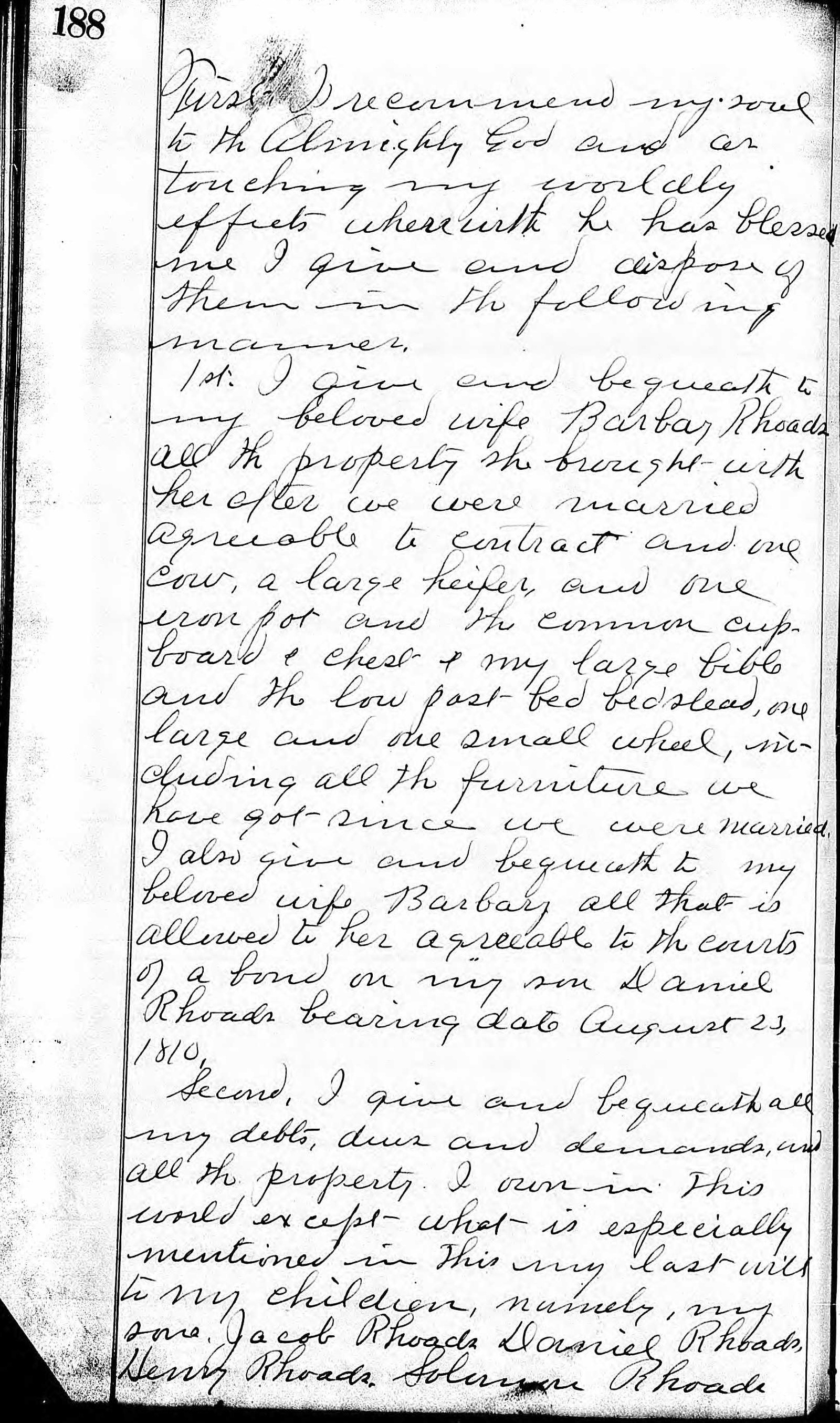 1812 Will of Henry Rhoads of Muhlenberg County – Kentucky Kindred Genealogy