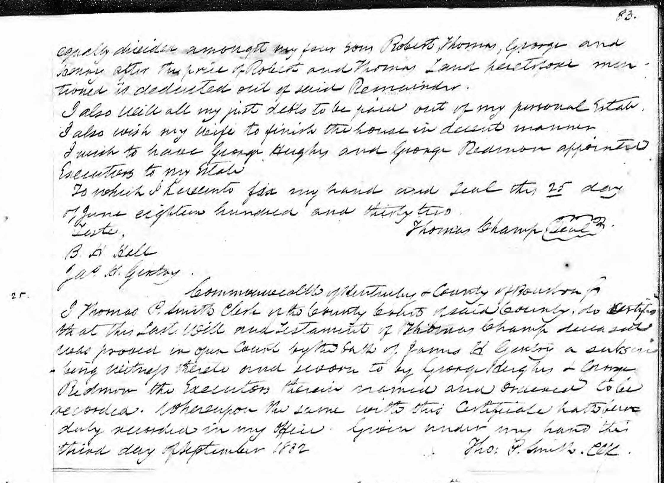 Bourbon County Will of Thomas Champ – Kentucky Kindred Genealogy