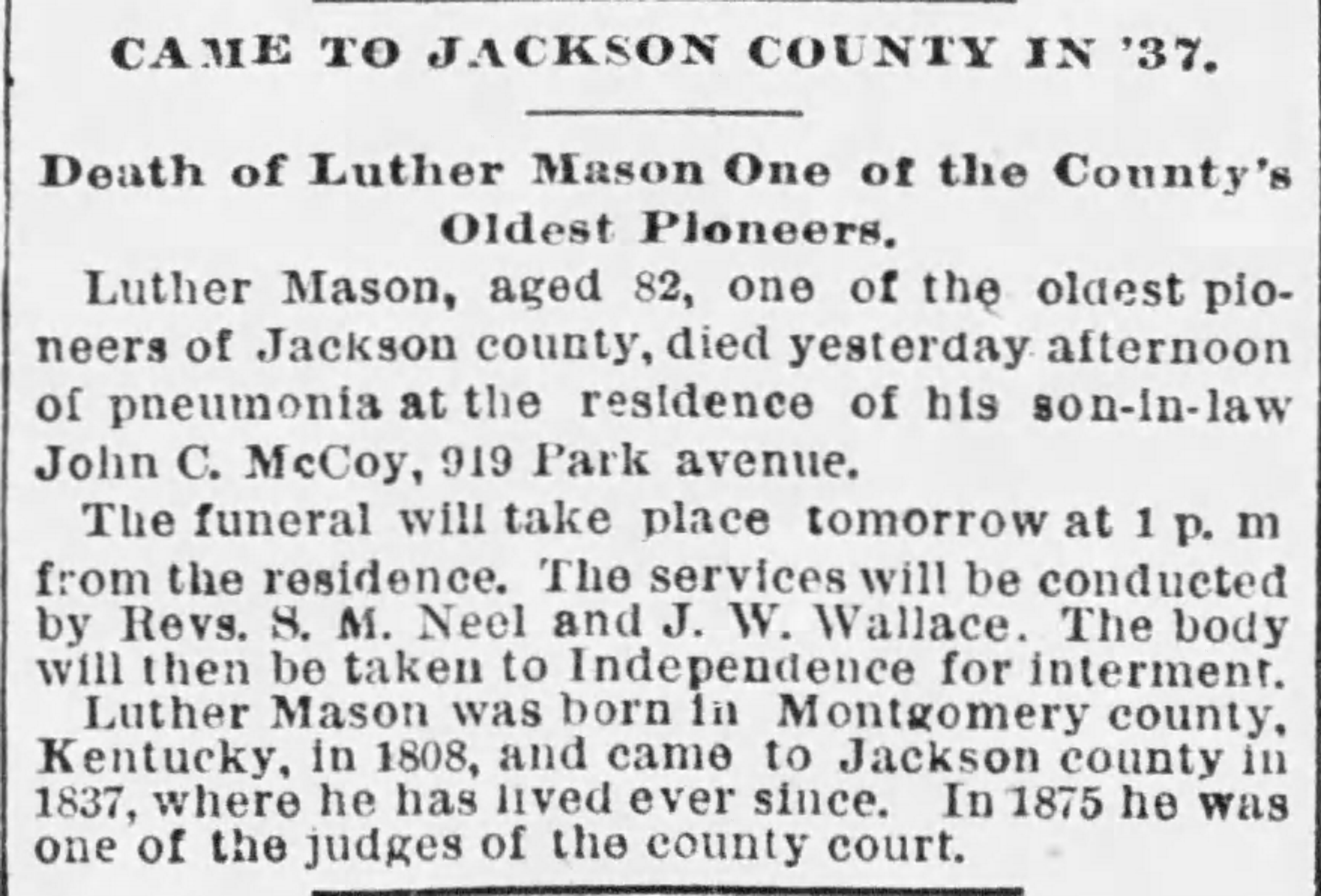 Col. James Mason and Elizabeth Fishback – Kentucky Kindred Genealogy
