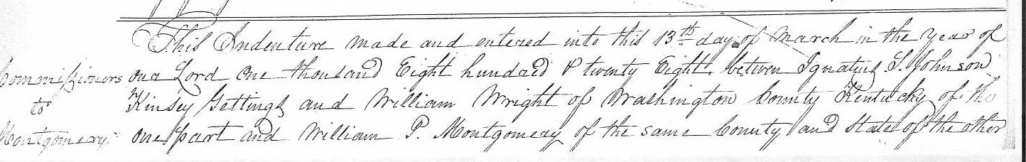 Indenture Between Ignatius L. Johnson, Kinsey Gettings and William ...