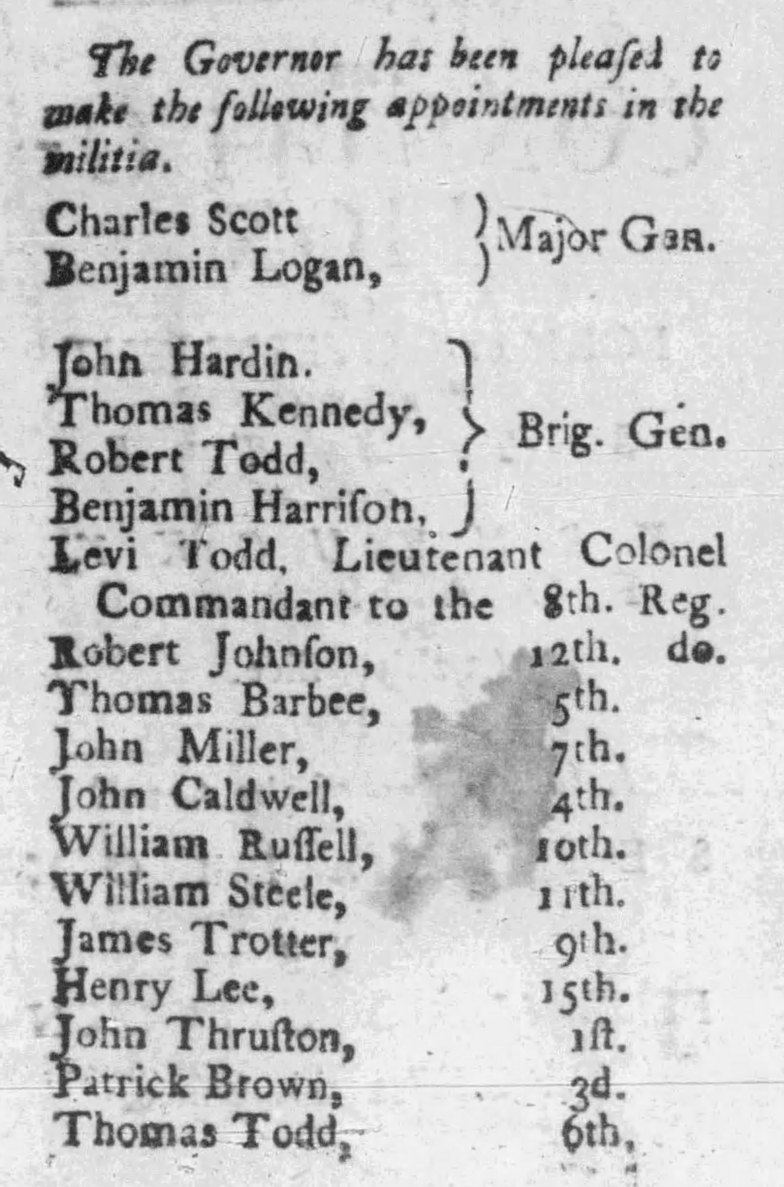 Original Will of Thomas Barbee February 7, 1797 – Mercer County ...